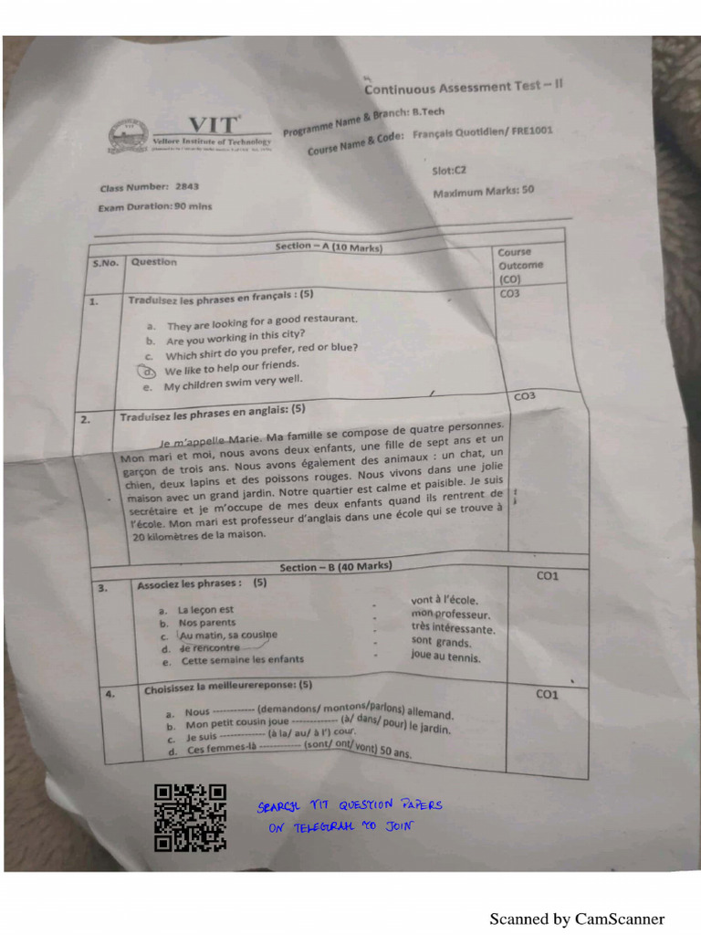 Fre1001 Cat2 French Fall | PDF