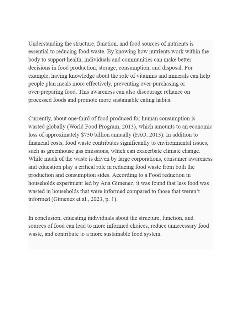 Understanding The Structure, Function, and Food Sources of Nutrients Is ...