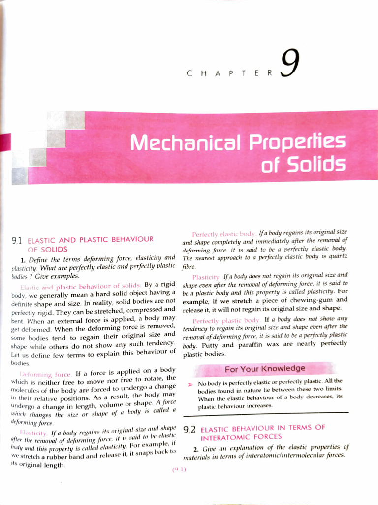 Elastic and Plastic Behavior of Solids | PDF | Elasticity (Physics ...