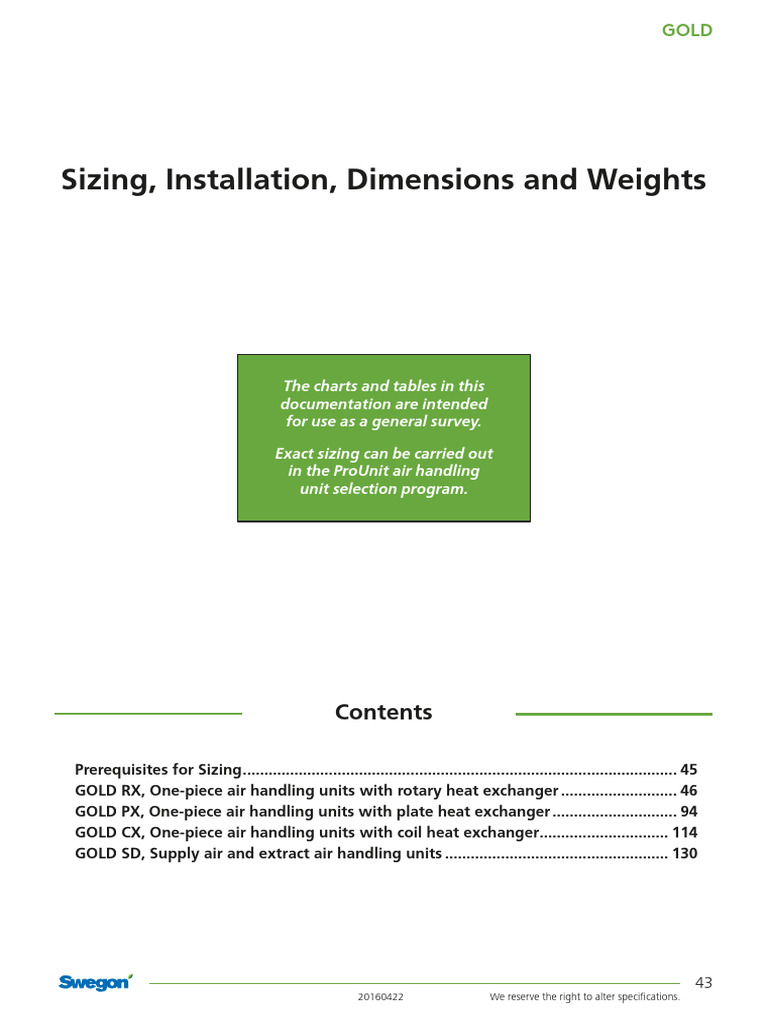 gold_rx_e_dimensioning | PDF | Duct (Flow) | Heat Exchanger