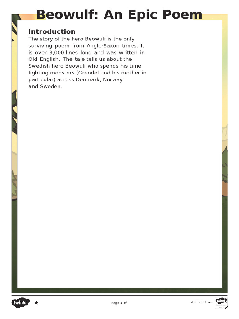 Beowulf 1 | PDF | Beowulf | Scandinavian Folklore