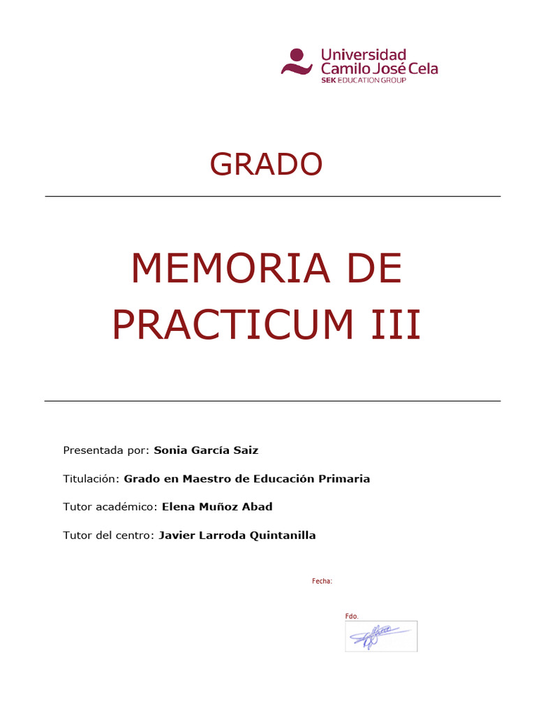 Memoria Practicum III | PDF | Evaluación | Aprendizaje