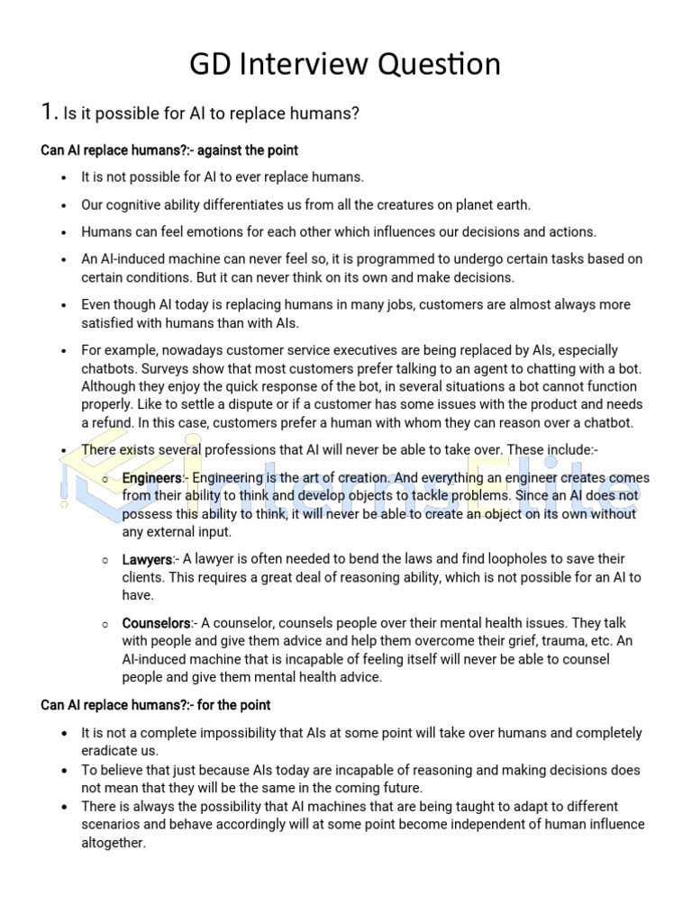 GD Topics Frequently Asked in The Procedure of Interviews | PDF ...