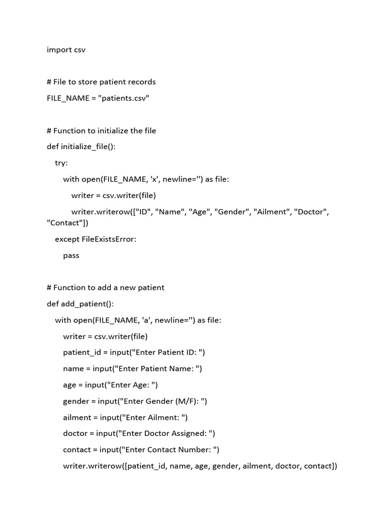 Hosptal Management Program | PDF | Software | Computing