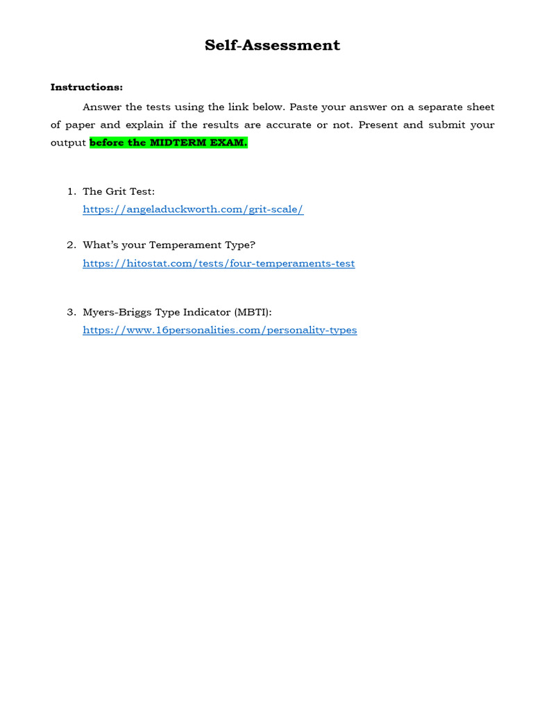 Non Cognitive Self Assessment | PDF