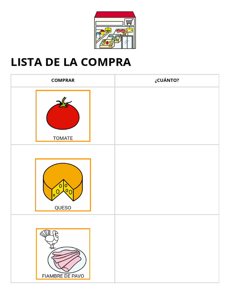 Lista de La Compra Con Pictogramas. | PDF