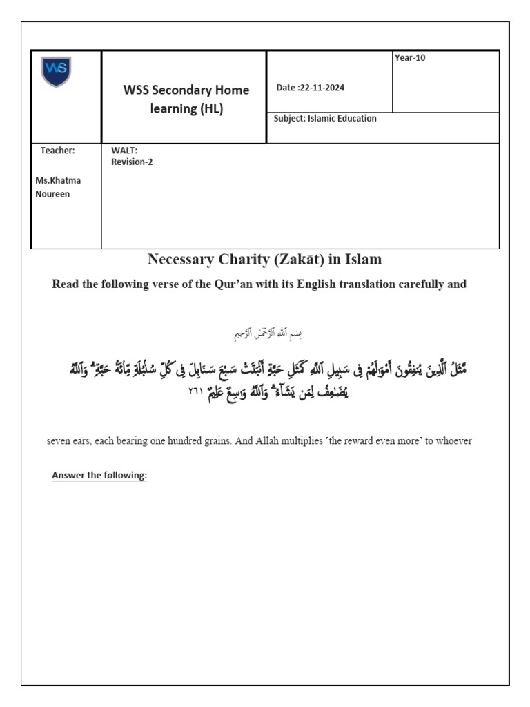 09e1 4e8c 8ff2 Fcc55ac661d3 - WSS HL ISL Education Y 10 Revision 2 Ans | PDF | Umar | Abrahamic ...