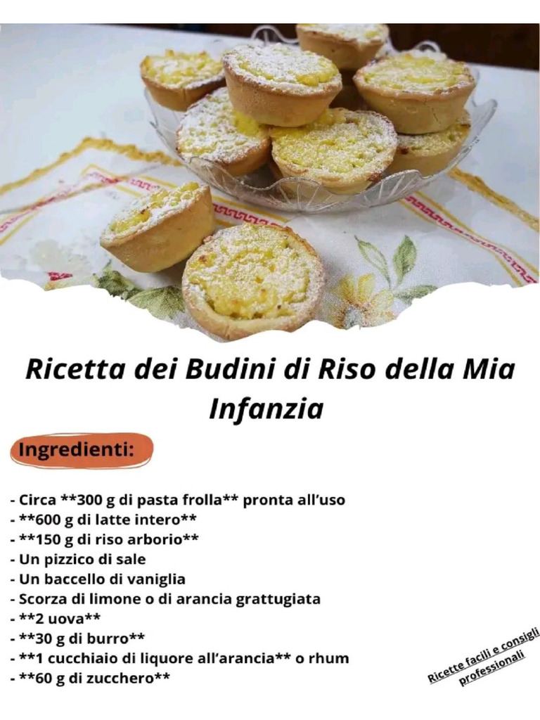 Ricetta Budini Di Riso | PDF