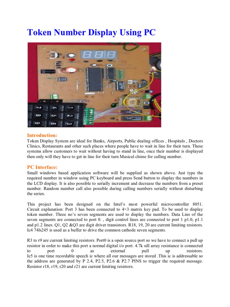 Token Number Display Using PC | PDF