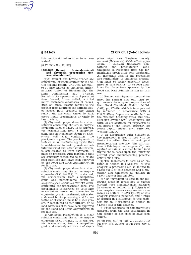 CFR 2001 Title21 Vol3 Sec184 1685 | PDF