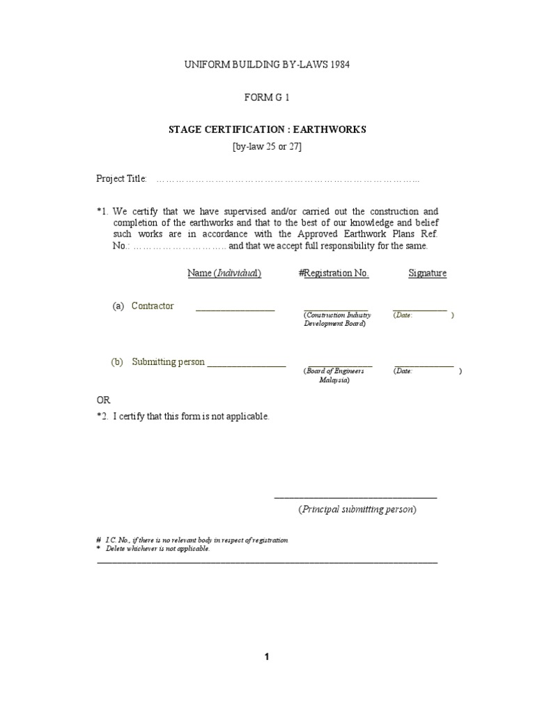 Stage Certification: Earthworks: Contractor | PDF | Architect | Plumbing