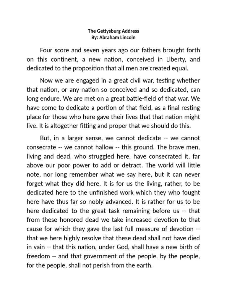 The Gettysburg Address Memorizeddocx | PDF