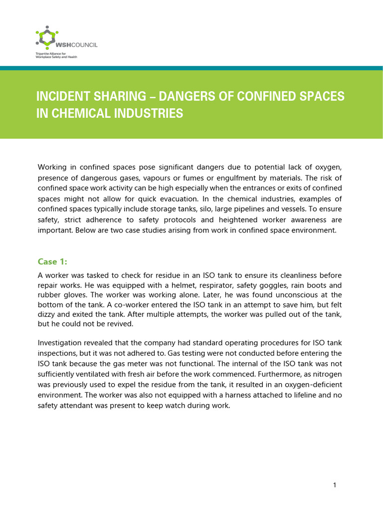 Incident Sharing - Dangers of Confined Spaces in Chemical Industries ...