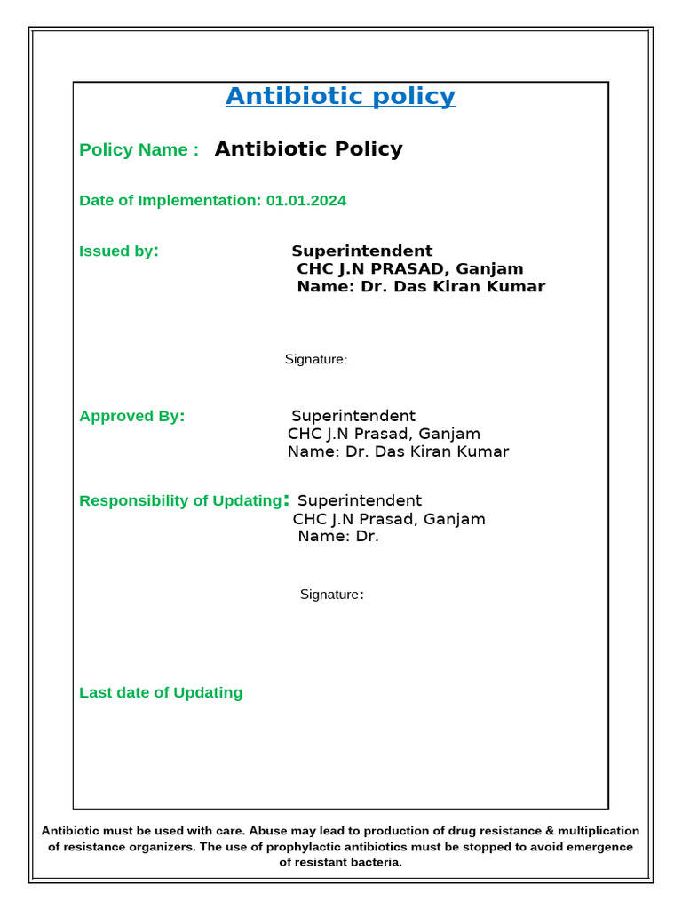 Antibiotic Policy Implementation Guide | PDF | Antimicrobial Resistance ...