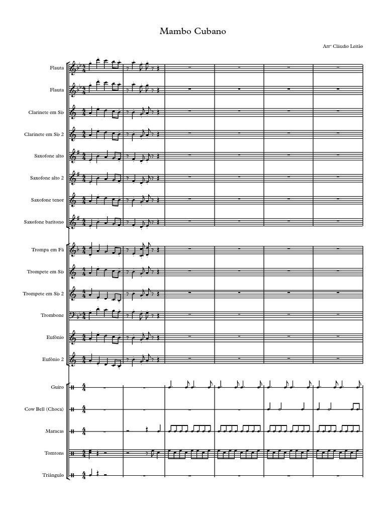 Mambo Cubano Orq Juvenil - Partitura Completa | PDF | Jazz | Produção ...