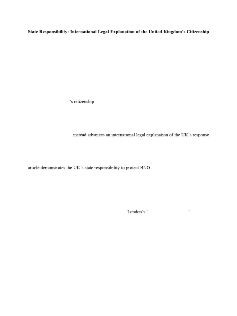 State Responsibility | PDF | Immigration | International Law
