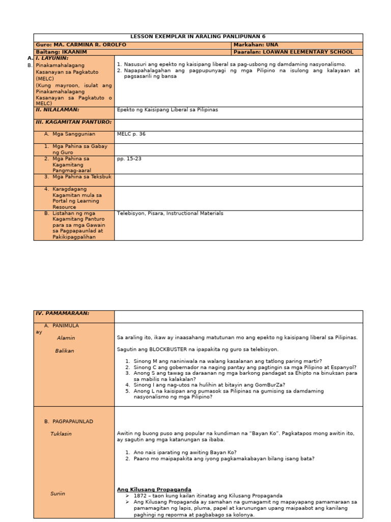 q3 LESSON EXEMPLAR IN AP 6 | PDF