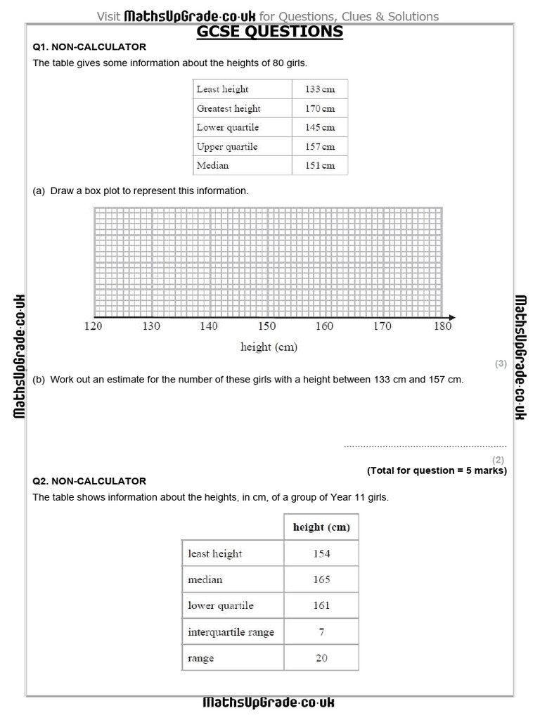 Gcse Questions: Q1. Non-Calculator | PDF