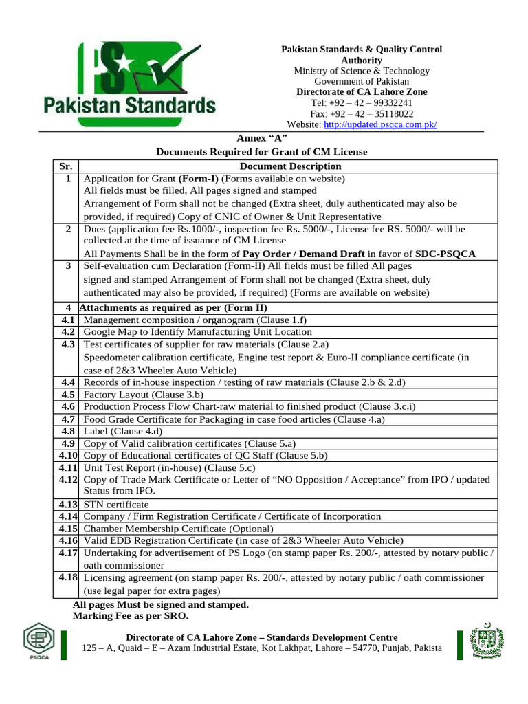 Documents Required For Grant of CM License | PDF