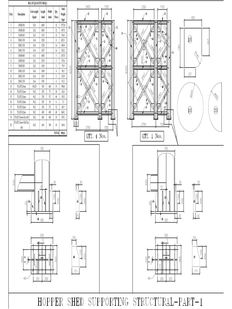 Hopper Shed Supporting Structure - Part-1 | PDF