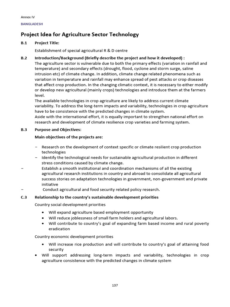 Tna Project Idea Bangladesh Adaptation Establishment of Special | PDF ...