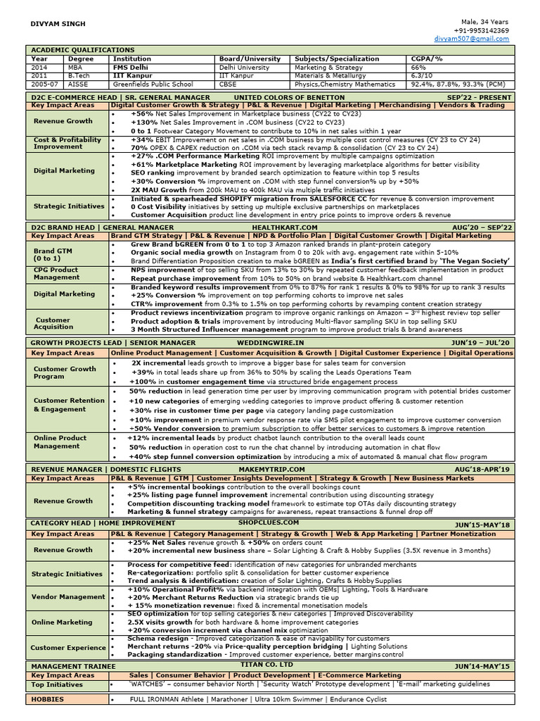 Resume Divyam Singh 2025 | PDF | Marketing | Digital Marketing