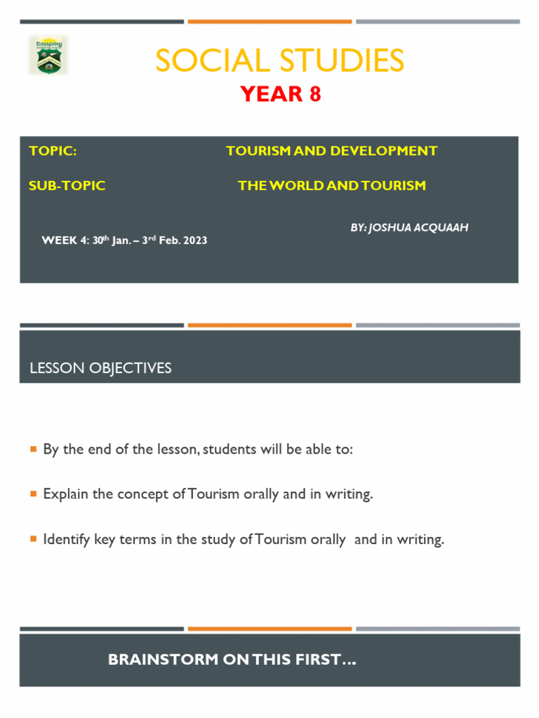 Week 3_SS_Year 8 | PDF | Tourism | Leisure