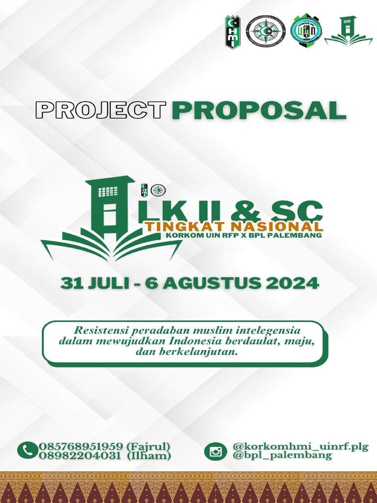 PROPOSAL LK2 & SC Tingkat Nasional HMI KOORKOM UIN RF X BPL HMI Cab.PAlembang 2 | PDF