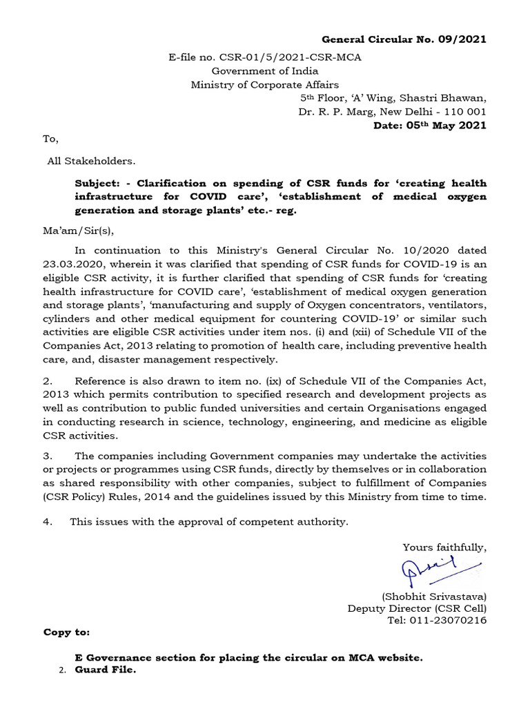 General Circular 09 2021 | PDF | Corporate Social Responsibility