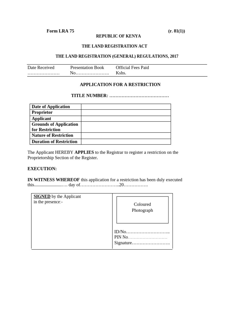 Form LRA 75 | PDF