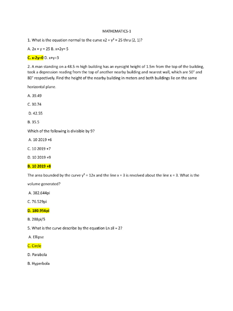 Powerline Review Center Math | PDF