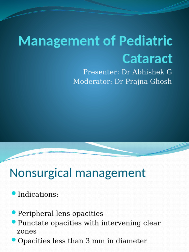 Management of Pediatric Cataract Copy 2 | PDF | Cataract | Visual Acuity