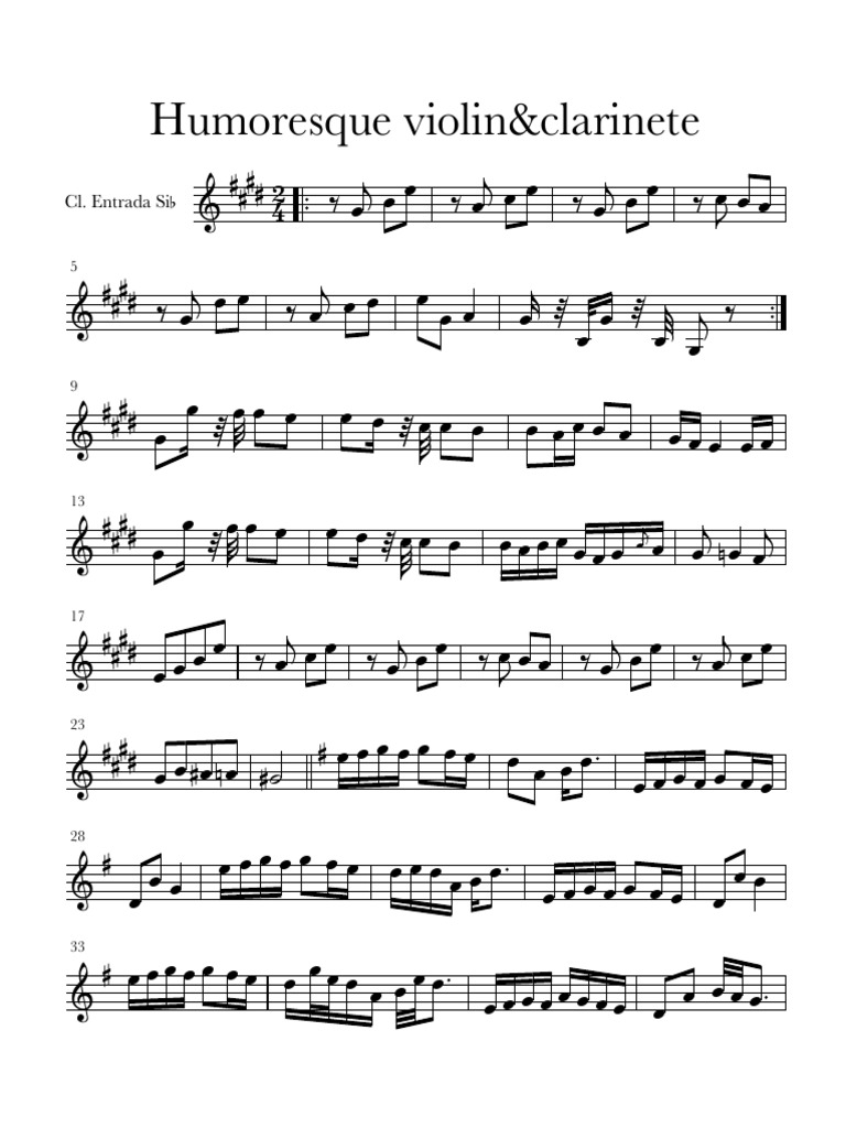 Humoresque Violin&Clarinete 1 2 | PDF