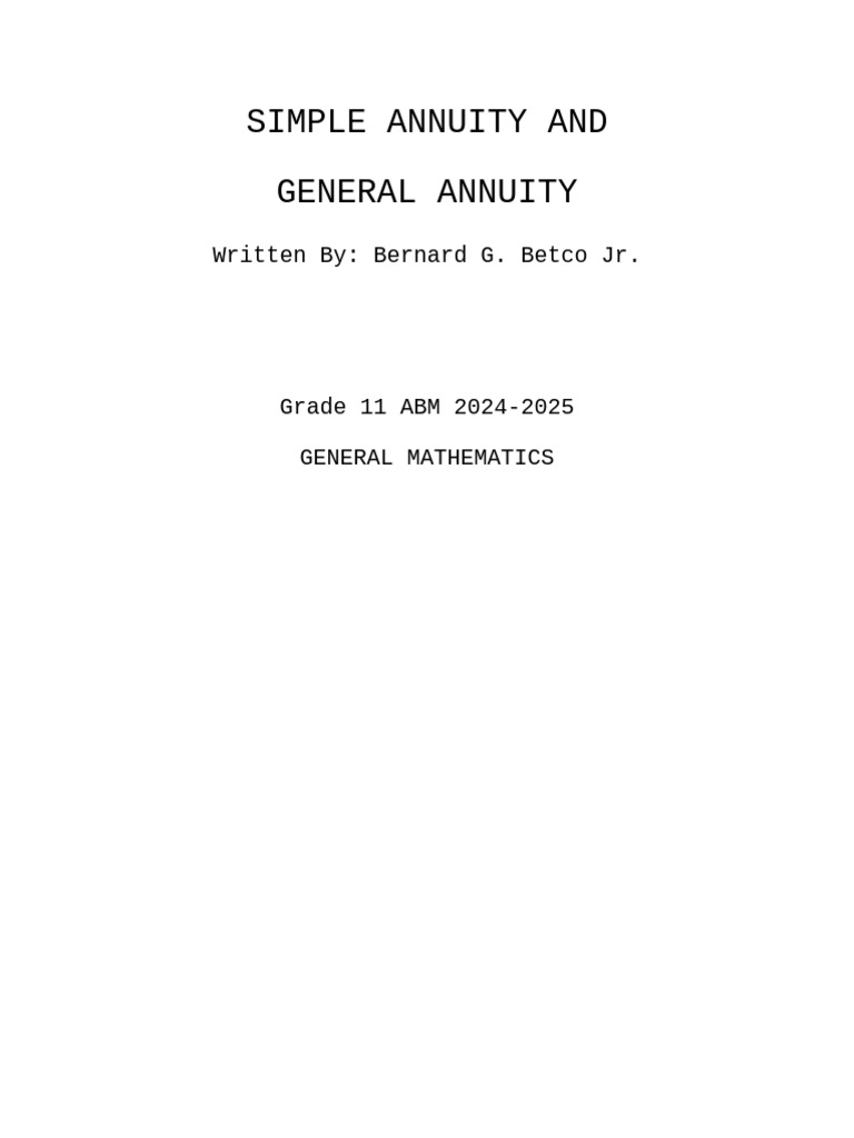 SIMPLE ANNUITY AND | PDF