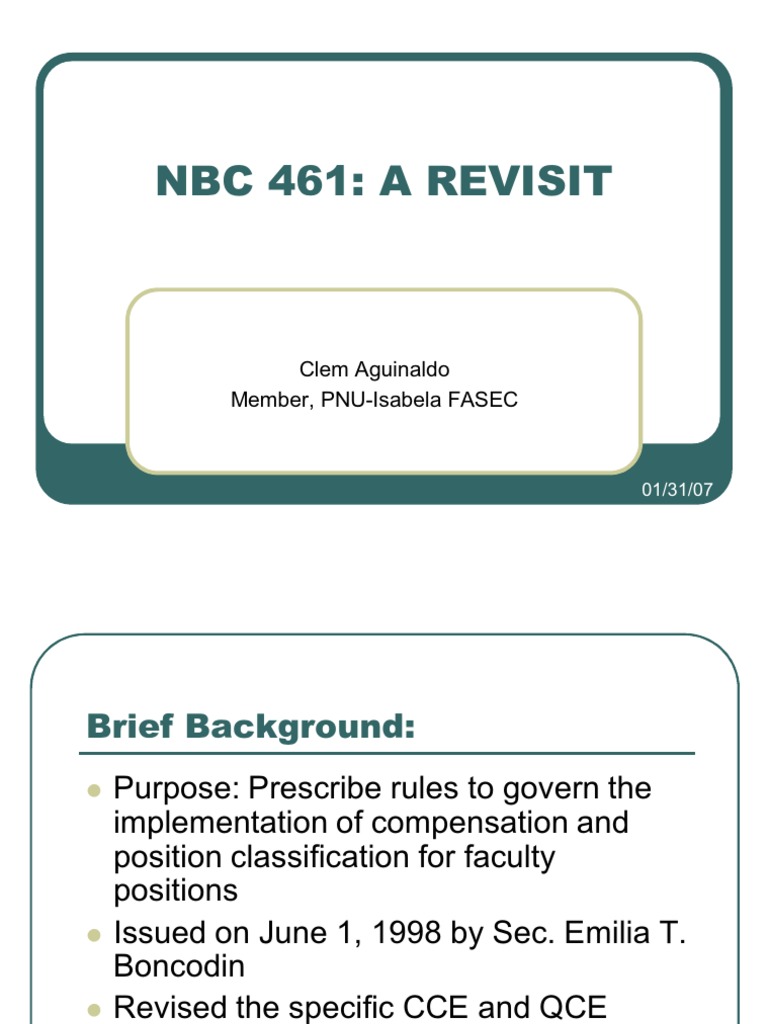 NBC 461 Guidelines Revised