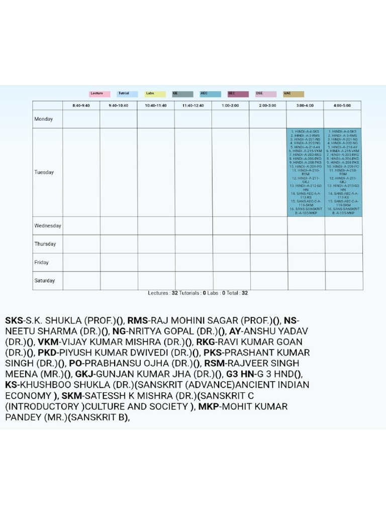 aec sem 4 Time table | PDF