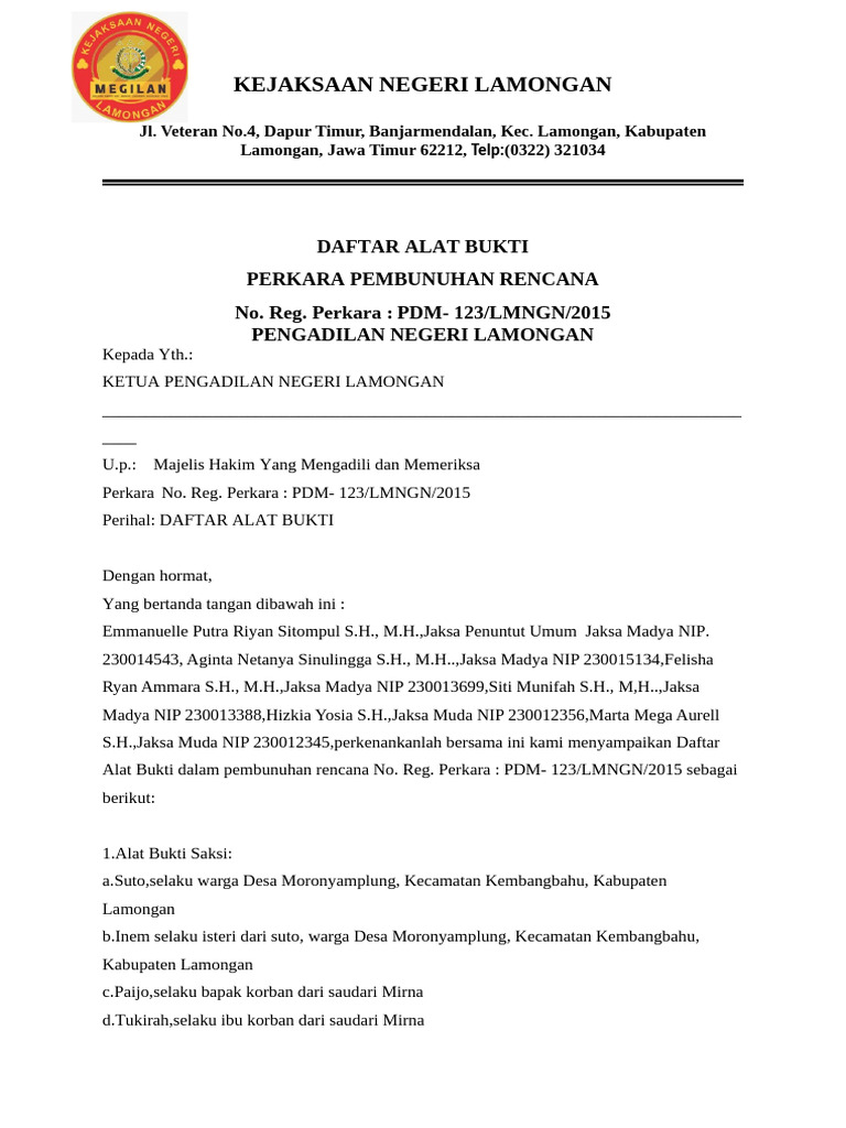 Daftar Alat Bukti | PDF