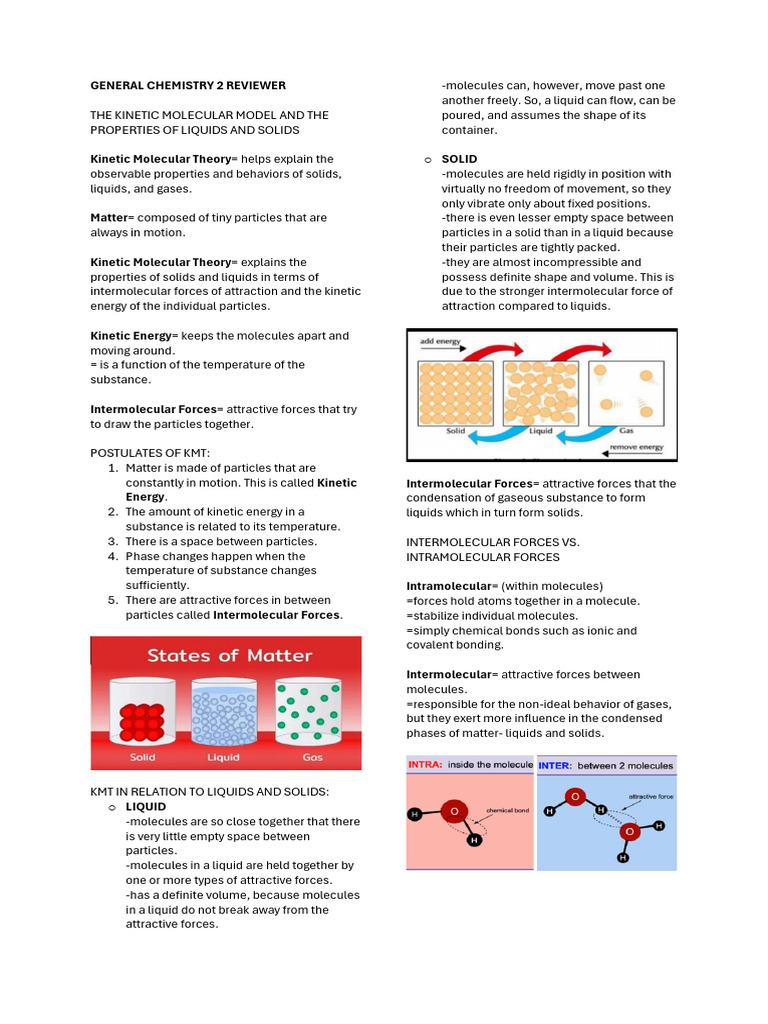 General Chemistry 2 Reviewer | PDF | Intermolecular Force | Chemical ...