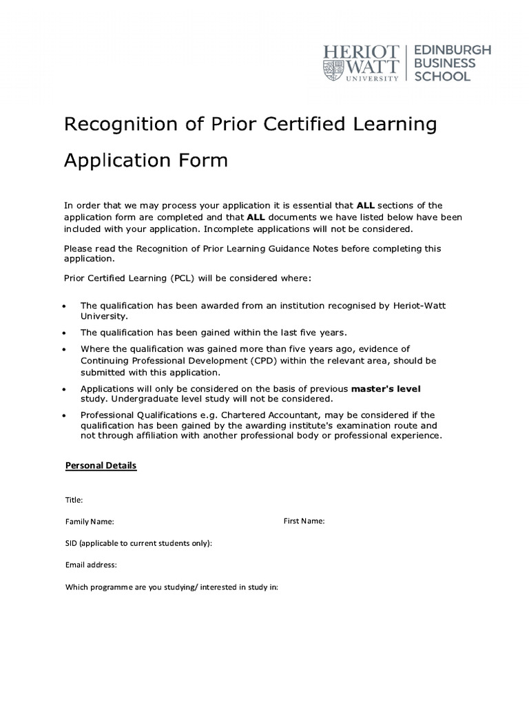 EBS RPL Application | PDF