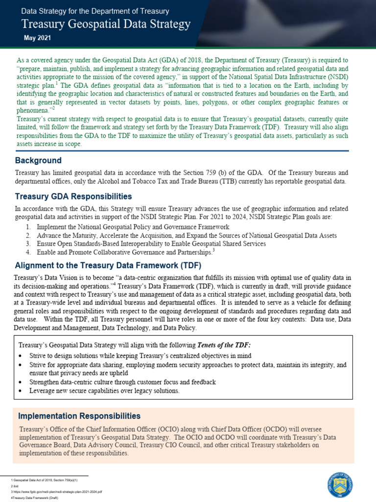 Treasury Geospatial Data Strategy 2021-2024 | PDF | Geographic ...