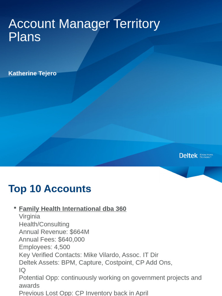 Account Manager Territory Plans Overview | PDF | Business