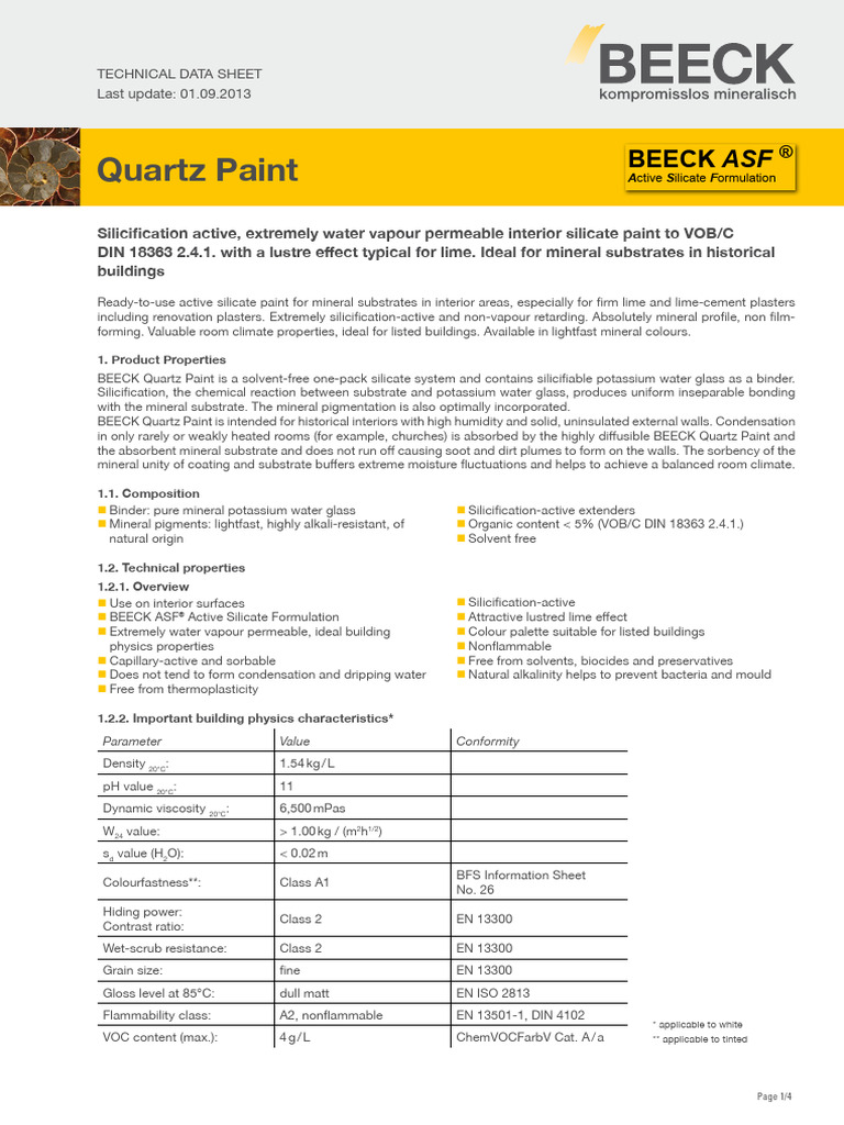 BMF Technical Data Sheet Quartz Paint Id71 884 | PDF | Minerals | Paint