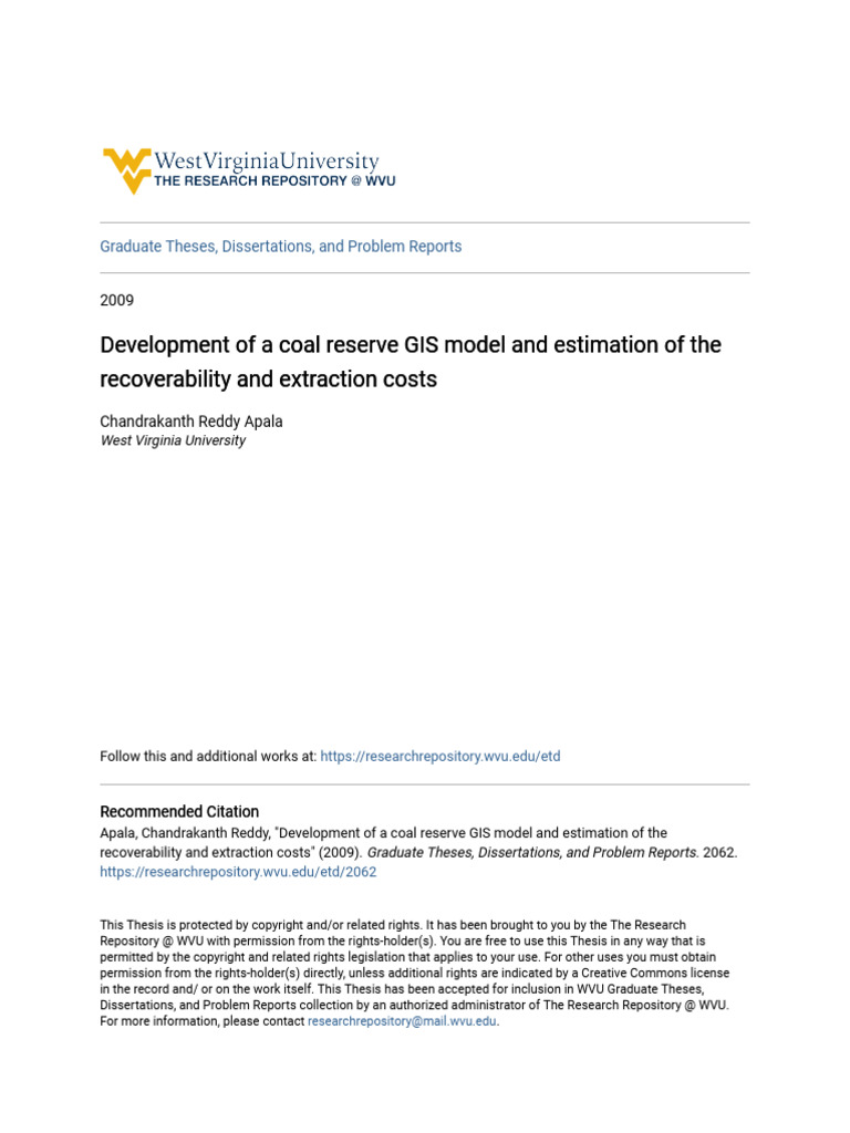 Development of A Coal Reserve GIS Model and Estimation of The Rec | PDF ...