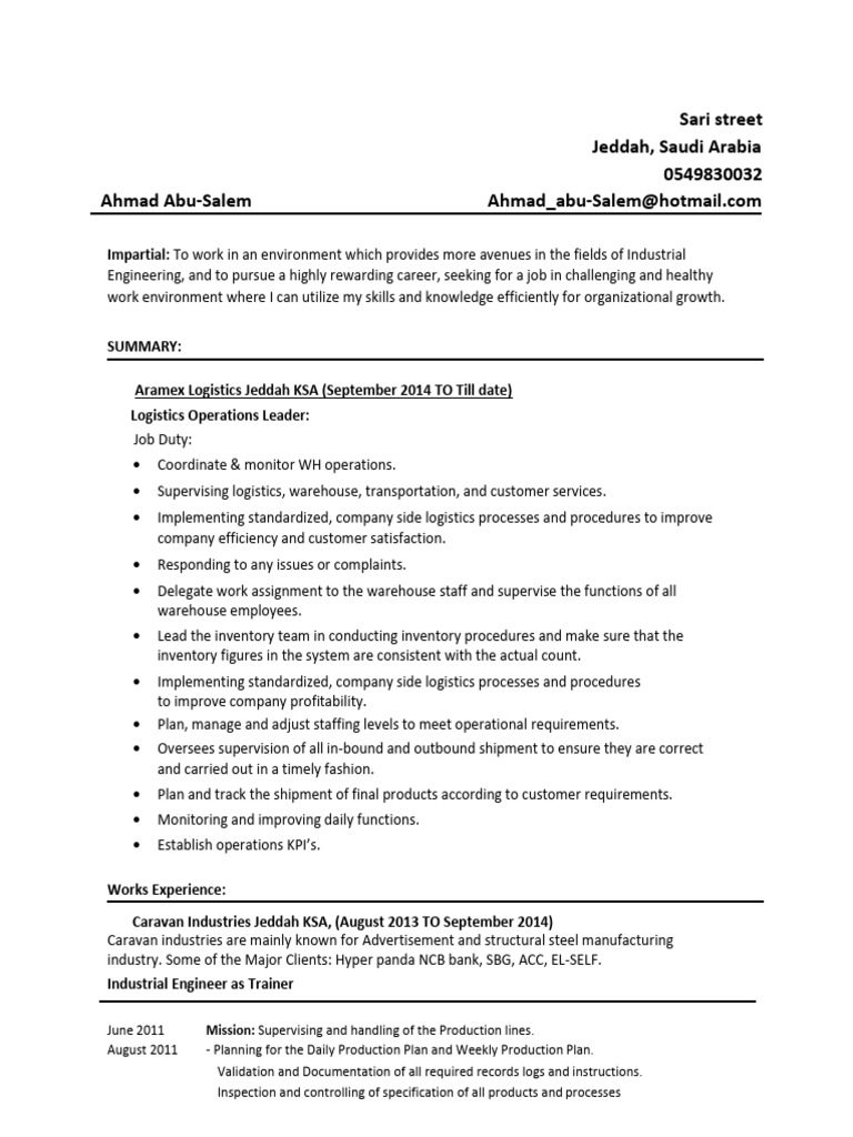 Ahmed Abu Salem Resume 1 | PDF | Logistics | Warehouse Ahmed Abu Salem Resume 1 | PDF | Logistics | Warehouse