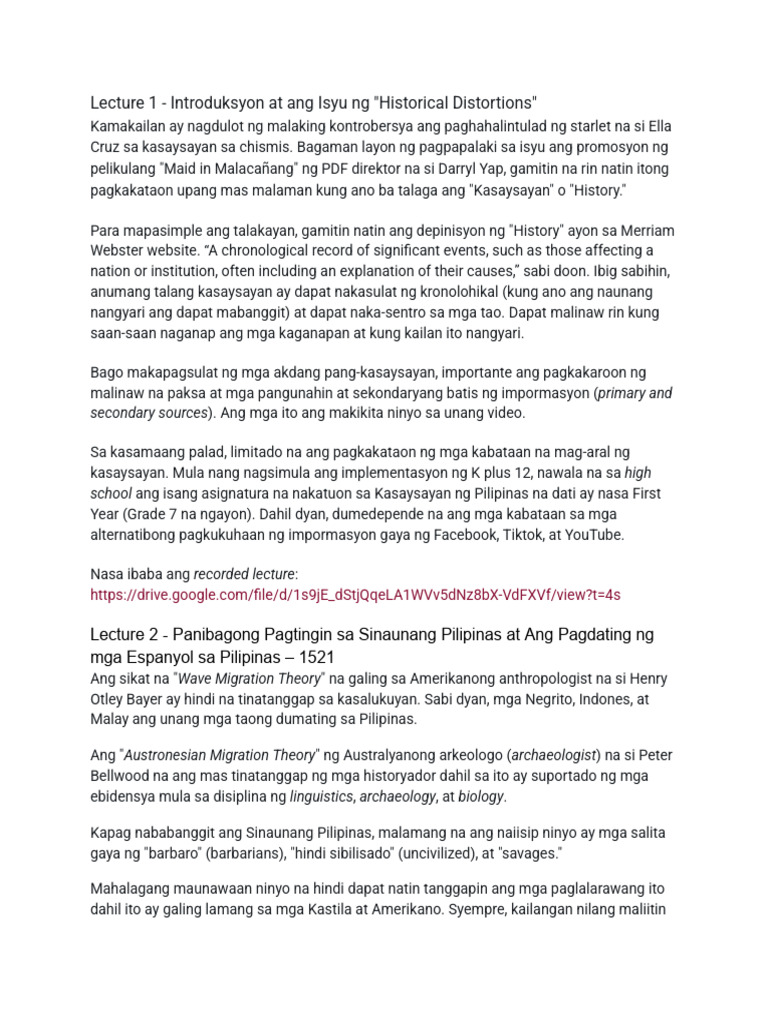 KAS- FIlipino studies- Notes | PDF