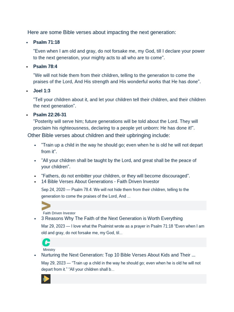 Bible Verses for Next Generation Impact | PDF | Book Of Genesis ...