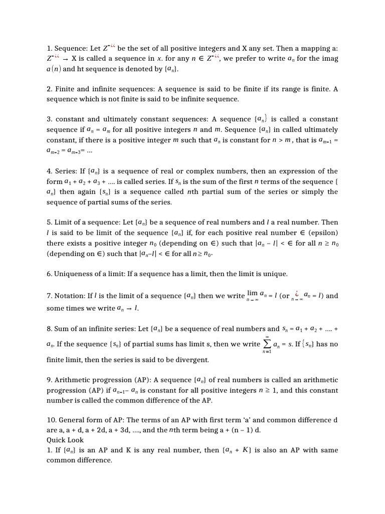 Math Sequences & Series Guide | PDF | Sequence | Summation