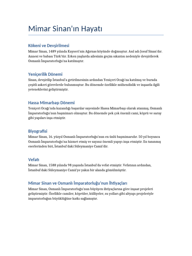 Mimar Sinan Hayati | PDF