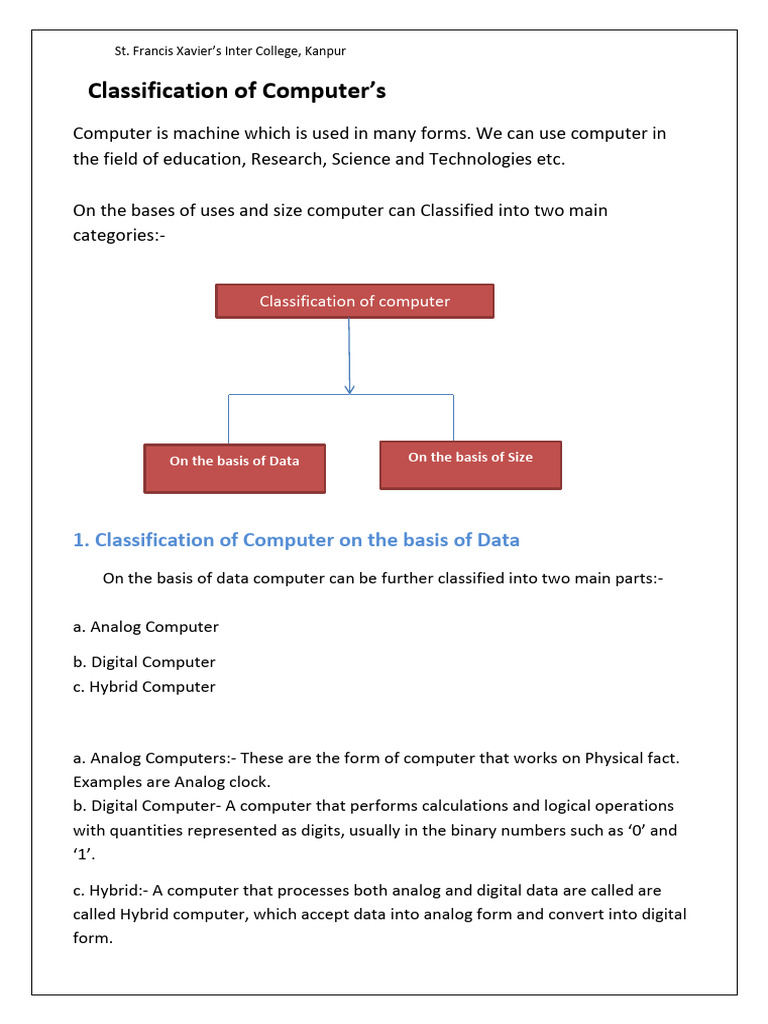 Let 4 Classification of Computer | PDF | Mainframe Computer | Computing