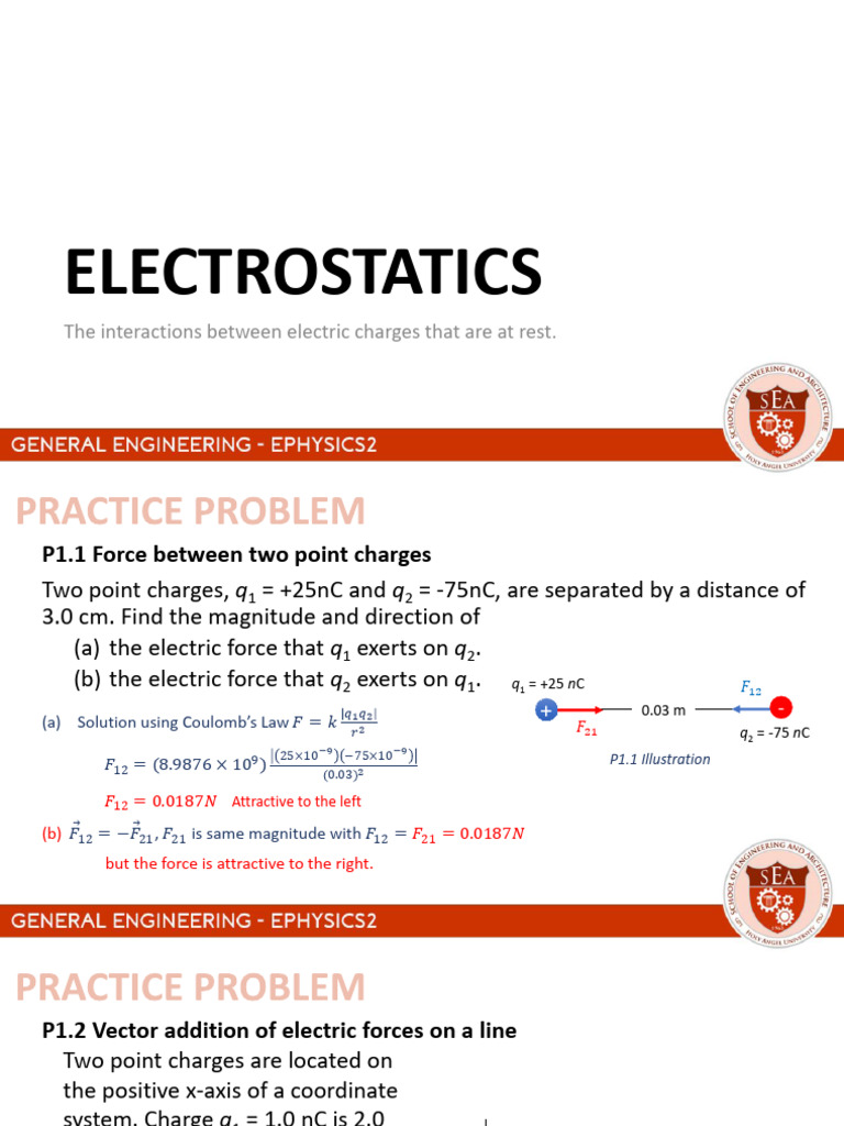 Lesson 1 Examples - Electrostatics | PDF | Force | Mechanics